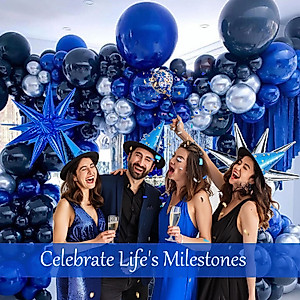 yeewaka royal blue and black silver balloon garland arch kit 160+pcs for Wedding Birthday anniversary baby shower 2024 graduation Prom decorations