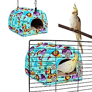 GNEORA Winter Warm Bird Bed for Cage, 2 in 1 Waterproof Parakeet Bird Fluffy Parakeet Nest，Hammock Bird Bed for Parakeets African Grey Cockatoos Cockatiels Lovebird L