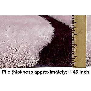 HR HANDCRAFT RUGS shag Rug, 3-D Hand Carved Shaggy Lilac/Purple/Black