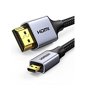 UGREEN 4K Micro HDMI to HDMI Cable 6.6FT, Aluminum Shell Braided High Speed 18Gbps,4K 60Hz HDR 3D ARC Compatible with GoPro Hero 7 6 5 Raspberry Pi 4 Sony A6000 A6300 Camera Nikon B500 Yoga 3 Pro