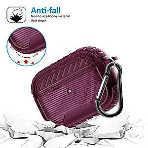 RUOXI for AirPods Pro 2019 Case Silicon Cover with Keychain, Wireless Charging Cover Full Body Protective, Front LED Visible (Burgundy)