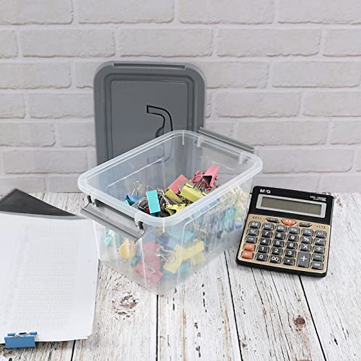 Yarebest 6-pack 6L Clear Plastic Box with Lids, Small Storage Bins