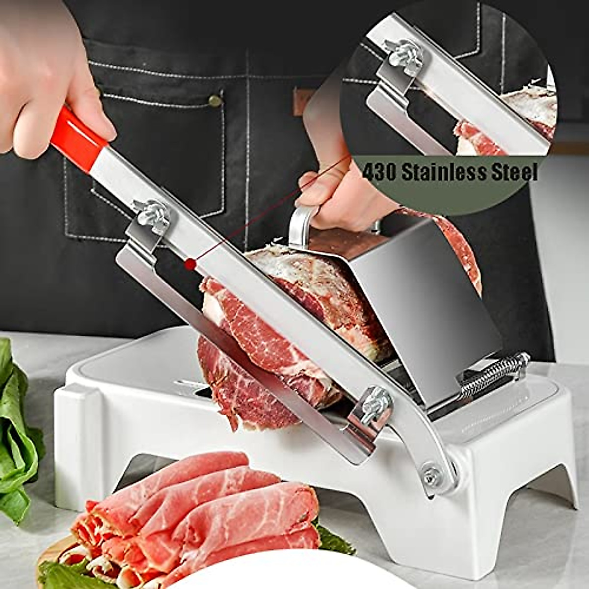 SCYMX Kitchen Tools Meat Slicing Machine Alloy+Stainless Steel Household Manual Thickness Adjustable Meat and Vegetables Slicer Gadget