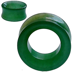 Ear Gauges SoScene Center Hole Jade Organic Stone Ear Plugs Sold in Pairs (10mm-00 gauge)