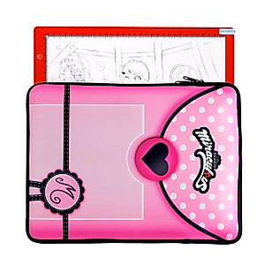 Miraculous Ladybug Portable LED A4 Light Pad Drawing Kit with Neoprene Case - Ultra-Thin USB Tracing Pad, Adjustable Light Box & 5 Coloring Pages - Art, Sketching, Tracing Tool (Ladybug)