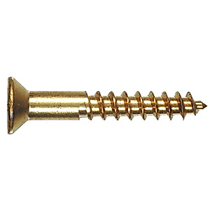 Hillman 1944 10 x 1-1/4 Brass Flat Head Slotted Wood Screw 20-Pack, 1.25 inches