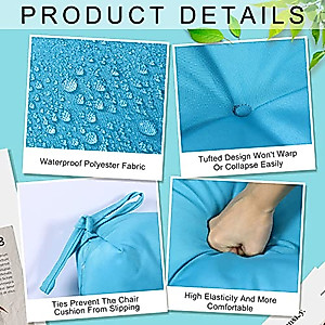 Mixweer 6 Pack Outdoor/Indoor High Back Chair Cushion Waterproof Rocking Chair Pads Tufted Seat/Back Chair Cushion Weather Resistant Adirondack Chair Cushions for Outdoor Patio Furniture (Sky Blue)