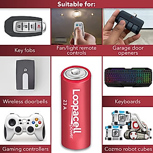 Loopacell A23 23A 12-Volt Alkaline Battery Pack of 10