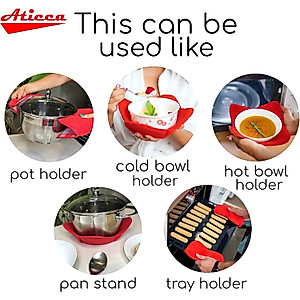 Aticca Microwave Bowl Cozy Holders for Hot Food Set of 4 Hot Pads for Bouillon Cups Multipurpose Heat Proof Plate Holder