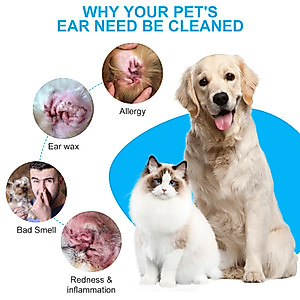 Morikey Pet Ear Cleaner Solution & Infection Treatment for Dogs & Cats, Natural Pet Cleanser Drops Helps Eliminate Odor Relieve Infections and Soothe Itchiness - 4.06oz/120ml