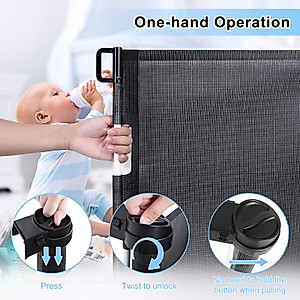 Retractable Baby Gate Extra Wide，PRObebi Mesh Safety Gate for Babies and Pets 34" Tall Extends up to 71" Wide, Retractable Mesh Gate for Stairs/Doorways/Indoor/Outdoor/Hallways