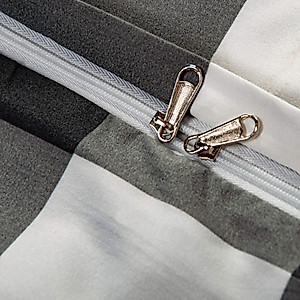 NTBAY Microfiber Twin Duvet Cover Set, 2 Pieces Ultra Soft Buffalo Check Printed Comforter Cover Set with Zipper Closure and Corner Ties, Black and White