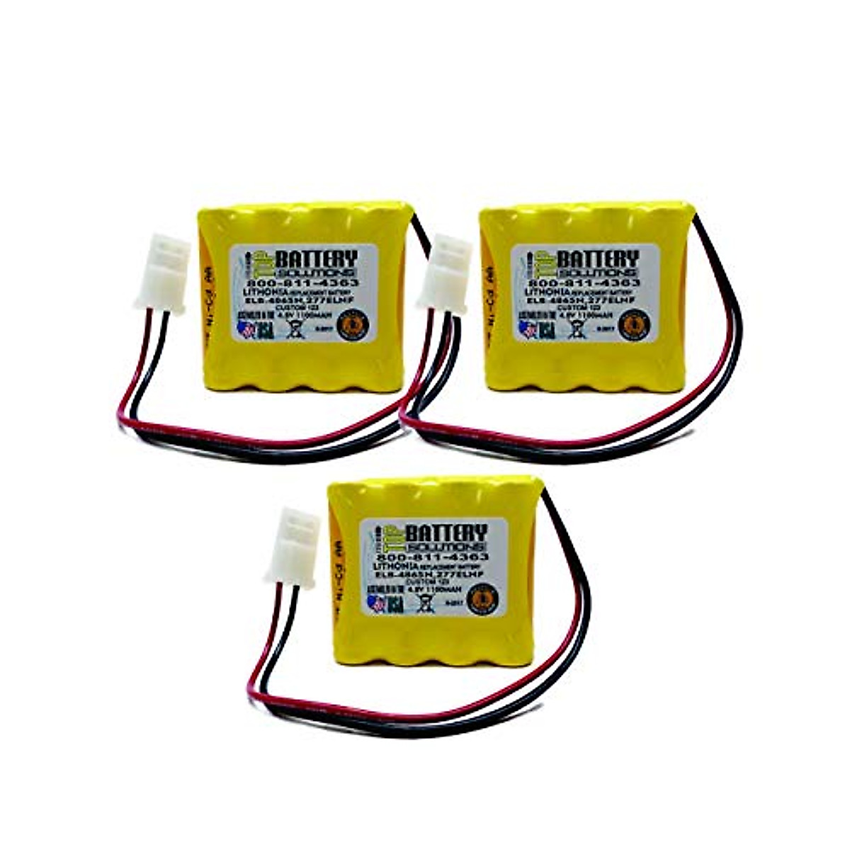 3PC Lithonia 277ELNF ELB-4865N ELB4865N Replacement Battery