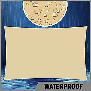 ShadeMart 7' x 12' Beige Rectangle Waterproof Sun Shade Sail Canopy Awning, 95% UV Blockage & Water Resistant smTADR0712, Outdoor Backyard Patio Garden Carport - We Make Custom Size