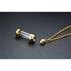 Mealguet Jewlery Pack of 2 Stainless Steel Glass Cremation Urn Pendant, Ashes Holder Memorial Pendant Necklace with Chain, Keepsake Jewelry,Gold Plated