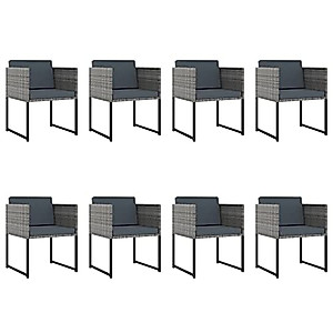 vidaXL Patio Dining Set with Cushions 13 Pieces Garden Poolside Courtyard Home Party Dinner Tables and Chairs Furniture Poly Rattan Black