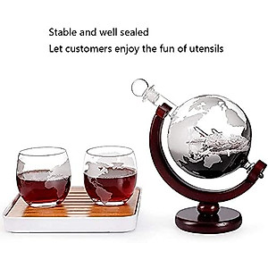 Decanter Globe Whiskey Decanter Set with Etched World Globe Glasses and Antique Sailing Ship Wine Decanter Wine bottle
