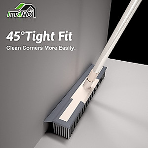 ITTAHO Rubber Broom Carpet Rake for Pet Hair Removal,55" Long Handle Fur Remover Broom with Silicone Squeegee, Carpet Hair Removal Tool for Carpet,Floor,Garage,Tile,Hardwood Floor,Garage