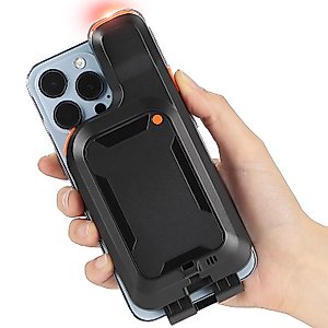 MUNBYN Bluetooth Barcode Scanner-QR 1D/2D Back Clip Phone Barcode Reader Scanner with 3000mAh Rechargeable Battery-1Pcs Wireless Pocket POS Scanner for Smartphone iOS Android