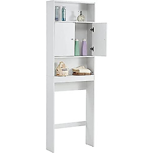 Cimlyfit Over The Toilet Storage Cabinet, 3-Tier Bathroom Space Saver, Bathroom Organizer Shelf Over Toilet, Freestanding Multifunctional Laundry Organizer Toilet Rack White