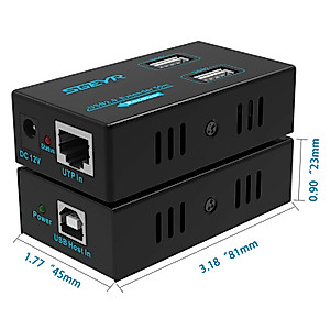 SGEYR Metal USB Ethernet Extender Over Cat5e/6,USB Extender 50M,No Drivers Connected 4 USB 2.0 Ports Over Cat5e/6, Play and Plug,Extender USB 2.0 Hub,Supports All Operating System,PC and Web Cameras