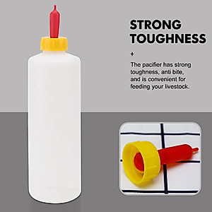 Yardwe 5 Sets Calf Lamb Milk Feeder 400ml Sheep Goat Cattle Bottle Livestock Feeding Bottle Bucket Pot Rearing Drinker Feeding Supplies