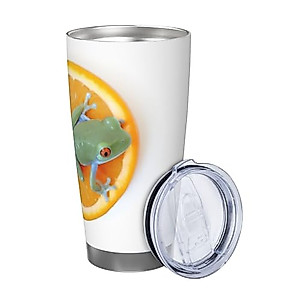 NHJKLWQSZ Peace Tree Frog 20oz Stainless Steel Tumbler With Lid And Straw, Double Wall Vacuum Insulated Coffee Mug Travel Cups Leak-Proof Lid For Hot And Cold Drinks, Metal Straws And Brush