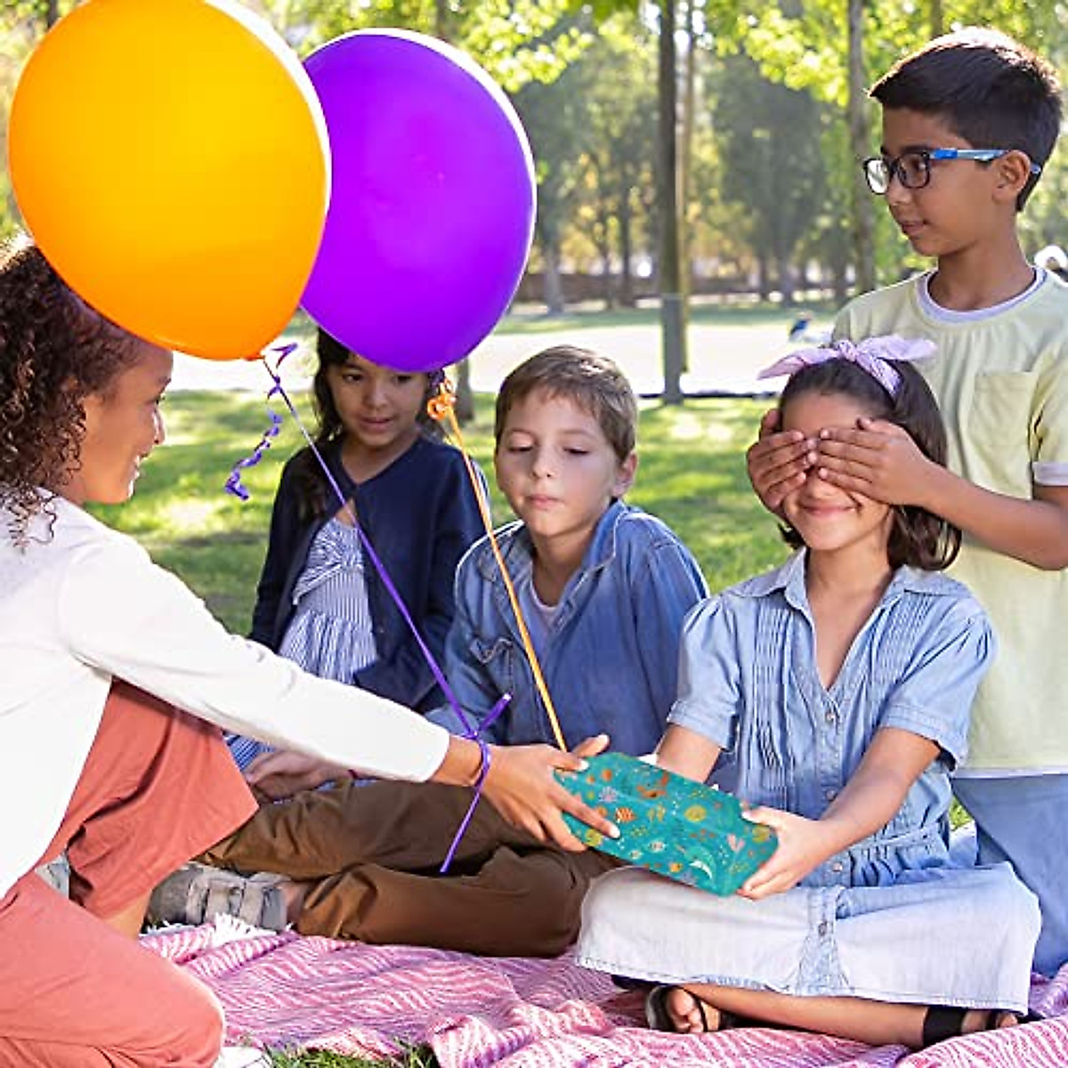 Ocean Themed Birthday Wrapping Paper For Kids Girls Boys, Under the Water Animal Coastal Design Gift Wrap Paper for Birthday Baby Shower Children's Day, 4 Sheets Folded Flat 20x28 Inches Per Sheet