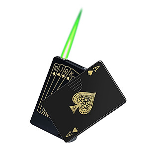 Jet Torch Lighter, Green Flame Ace Card Lighter, Refillable Butane Lighter, Ace of Spades Cool Lighter Windproof Poker Design, Gift for Men/Women