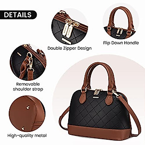 LOVEVOOK Small Purse Crossbody Bags for Women Quilted-Black/Brown