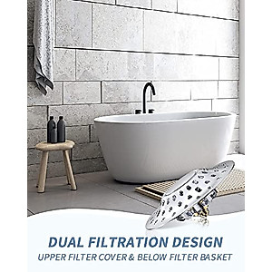 2 in 1 Bathtub Stopper with Drain Hair Catcher, Miaphie Anti-Clogging Tub Stopper with Dual Filtration Design, Pop-up Bath Tub Stoppers Bathtub Drain Plug for 1.45-1.85" Drain Hole