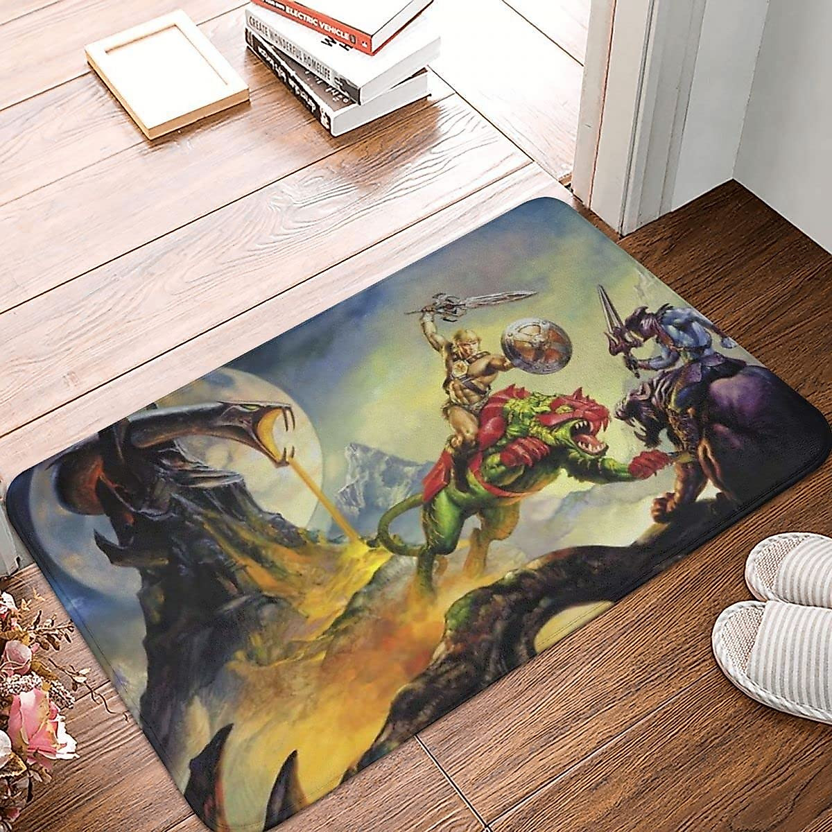 Bath Mat He-Man and Master of The Universe Defeat Enemy Home Decor Durable Welcome Front Door Mats Entryway Rugs Non-Slip Floor Mat Entrance Rugs Bath Rug Kitchen Rugs