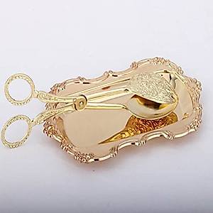 Cake Toppers Decor Metal Vanity Tray Stainless Steel Towel Tray Snacks Cake Dish Fruit Dessert Plate for Wedding Party Home (Golden) Cake Decorations