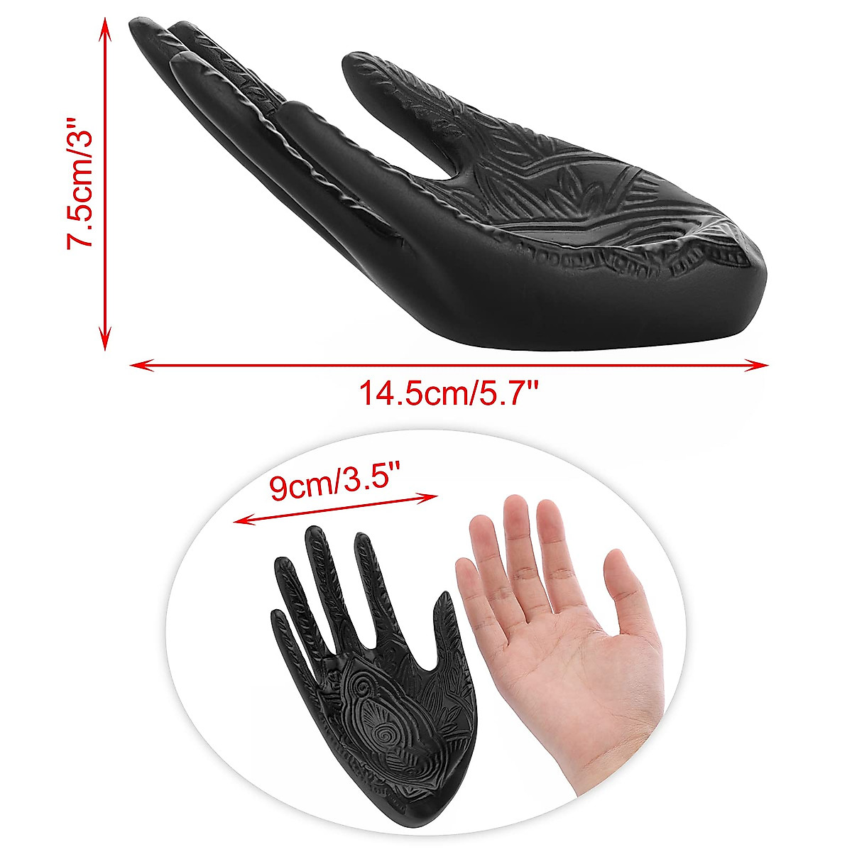 ELLDOO Buddha Hand Jewelry Tray Rings Holder Jewelry Display Hand jewelry Holder Trinket Dish Storage Decoration, Black