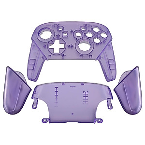 eXtremeRate Clear Atomic Purple Octagonal Gated Sticks Faceplate Backplate Handles, DIY Replacement Grip Housing Shell Cover for Nintendo Switch Pro Controller- Controller NOT Included