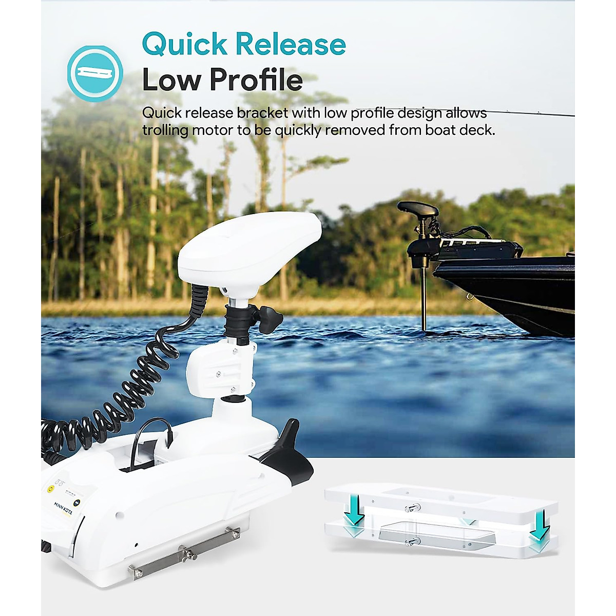 1854054 RTA-54 for Minn Kota Composite Quick Release Bracket Mounted Plate for Riptide Electric Steer Trolling Motor Terrova, Ulterra, PowerDrive V2 & Deckhand 40