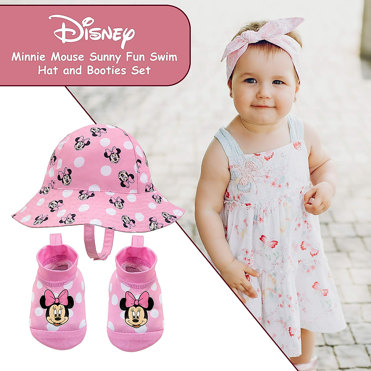 Disney Minnie Mouse Pink Sunny Fun Swim Hat and Booties Set - 0-12 Months