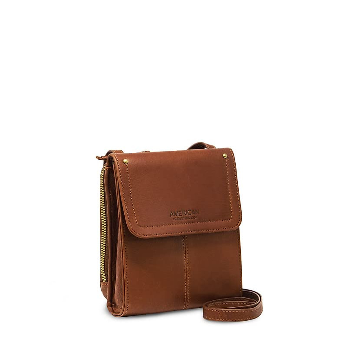 American Leather Co. - Kansas Crossbody Handbag - Gorgeous Design and Superbly Fashionable - Brandy Smooth
