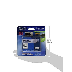 Brother Genuine P-Touch TZE-141 Tape, 3/4" (0.7") Standard Laminated P-Touch Tape, Black on Clear, Laminated for Indoor or Outdoor Use, Water-Resistant, 26.2 ft (8 m), Single-Pack
