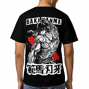 Baki The Grappler Men's Novelty Casual T-Shirt Cartoon Fashion Short Sleeve Crewneck Athletic Tee Unisex Funny Tops L