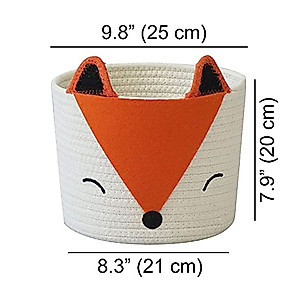 T&T Homewares Small Cute Orange Fox Basket for Baby Diaper Organizer, Baby Laundry Baskets, Nursery Storage, Kids Room Organizer, Woodland Nursery Decor, Dog Cat Toy Basket