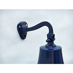 Hampton Nautical 3xglass-101 Solid Brass Hanging Ship's Bell 9"-Blue Powder Coated Nautical Home Decoration, 9 inch