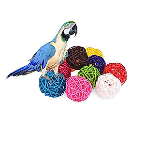 Keersi 10pcs Rattan Balls Bird Toy Part DIY Accessories Making Toy for Parrot Budgie Parakeet Cockatiel Conure Lovebird Finch Macaw African Grey Cockatoo Amazon Cage Part Random Color (5cm/ 1.96'')