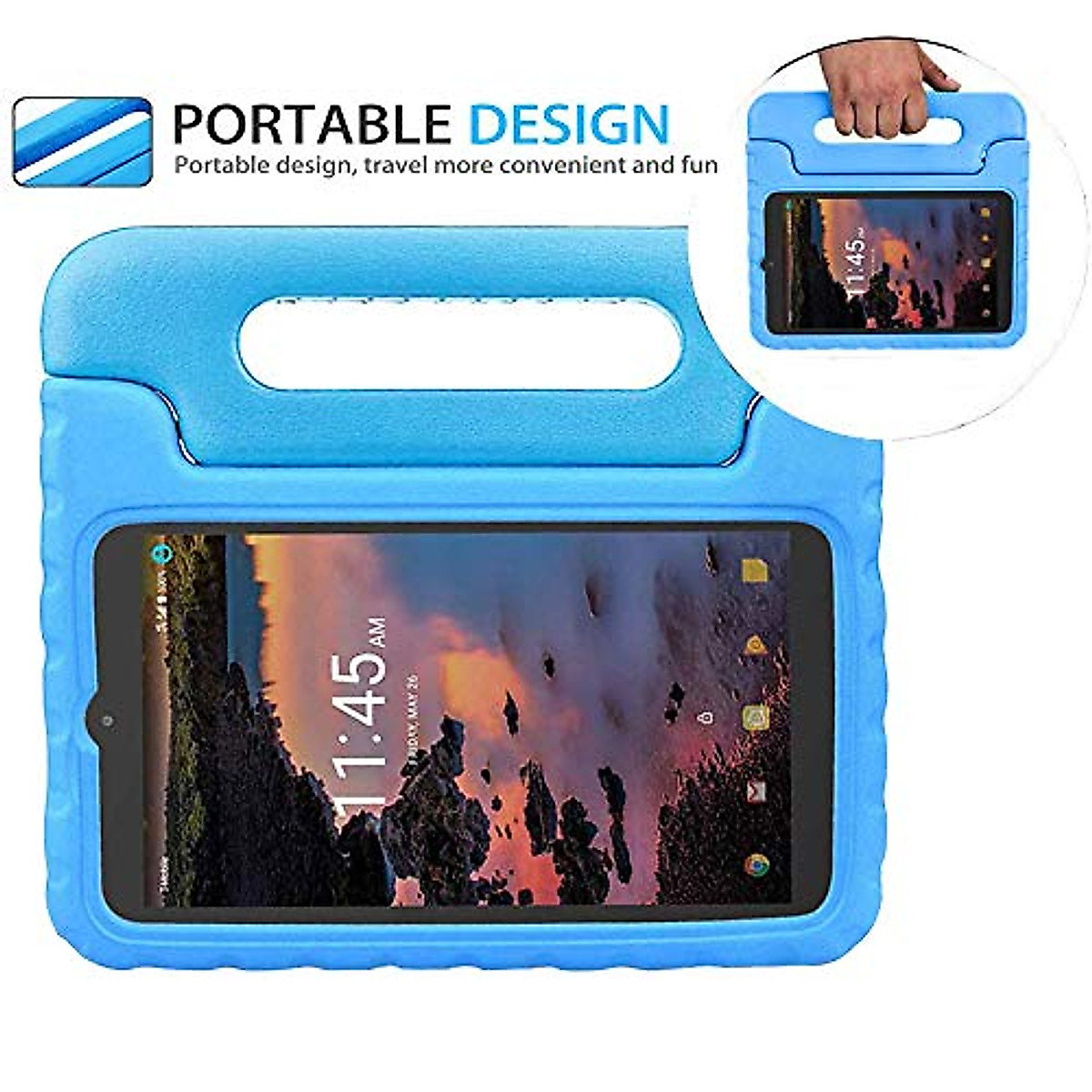 BMOUO Kids Case for Alcatel Joy Tab 8 2019/T-Mobile 3T 8 Tablet 2018/A30 Tablet 8 2017, Lightweight Kid-Proof Handle Stand Case for Alcatel Joy Tab 2019/Alcatel 3T 8 2018 / A30 8 inch 2017 - Blue