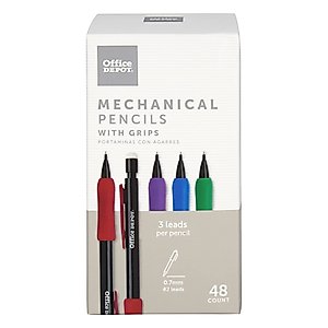 Office Depot® Brand Mechanical Pencils With Comfort Grip, 0.7 mm, Black Barrel, Pack Of 48 Pencils