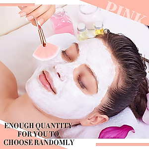 12 Pcs Fan Brushes for Facial Mask Brushes with Glitter Quicksand Handle Cosmetic Facial Fan Brushes Soft Facial Mask Brush Applicator Facial Peel Applicator Face Mask Tools with Pouch (Pink)