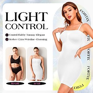 Strapless Shapewear Slip for Under Dresses Tummy Control Dress Slip Body Shaper Women Seamless Full Slip White