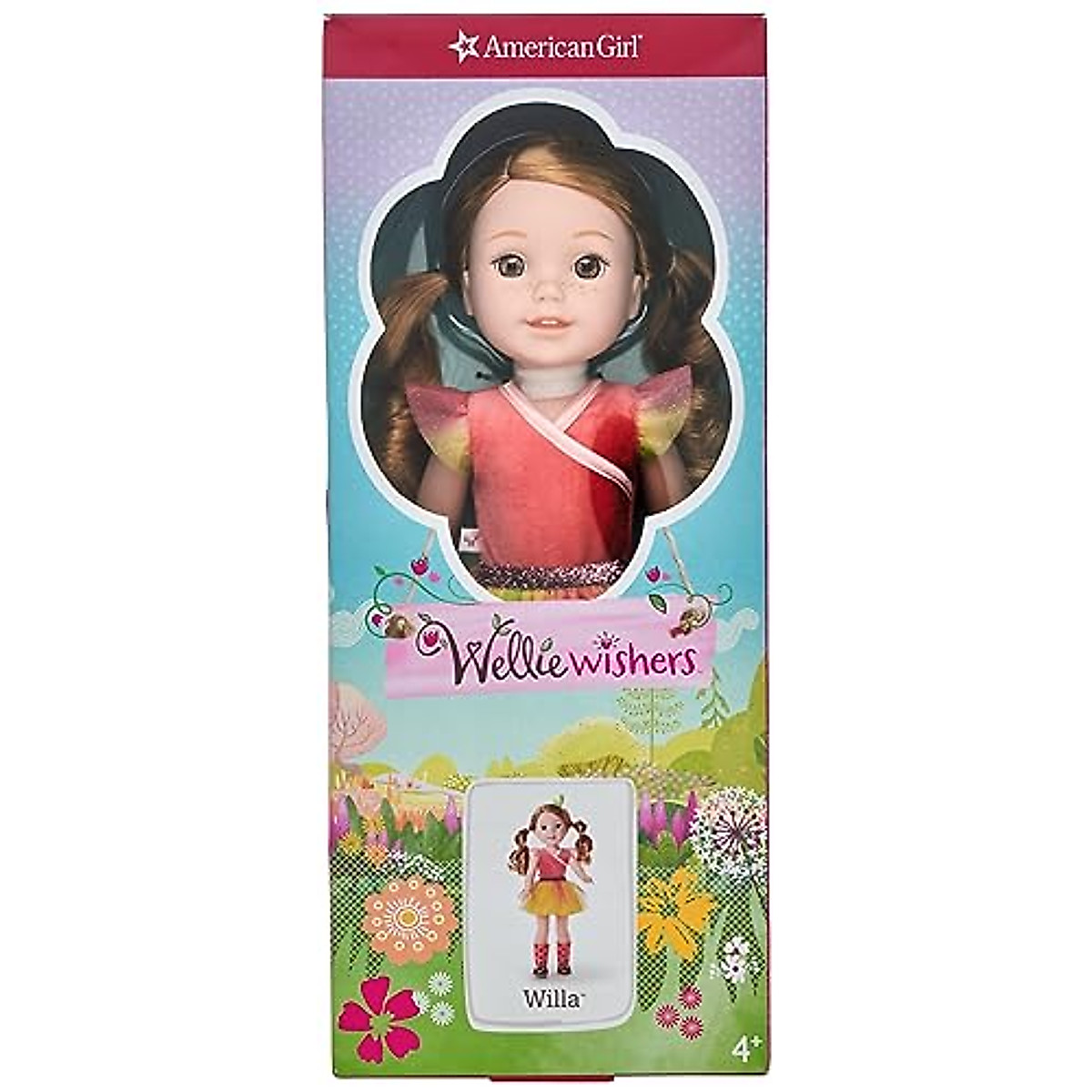 American Girl WellieWishers 14.5-inch Willa Doll with Coral Leotard, Mesh Skirt, Headband, and Boots, For Ages 4+