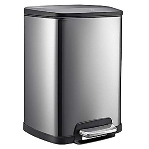 TKFDC Slim Profile Bathroom Waste Bin in Stainless Steel, Brushed Stainless Steel (Color : C)