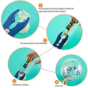 Minatee Balloon Expander Pliers Balloon Stuffing Tool Blue Stainless Steel Balloon Stretcher Sequin Filling Pliers for Filling Balloon Sequins Petals Feathers Home Party Activities (Simple Style)